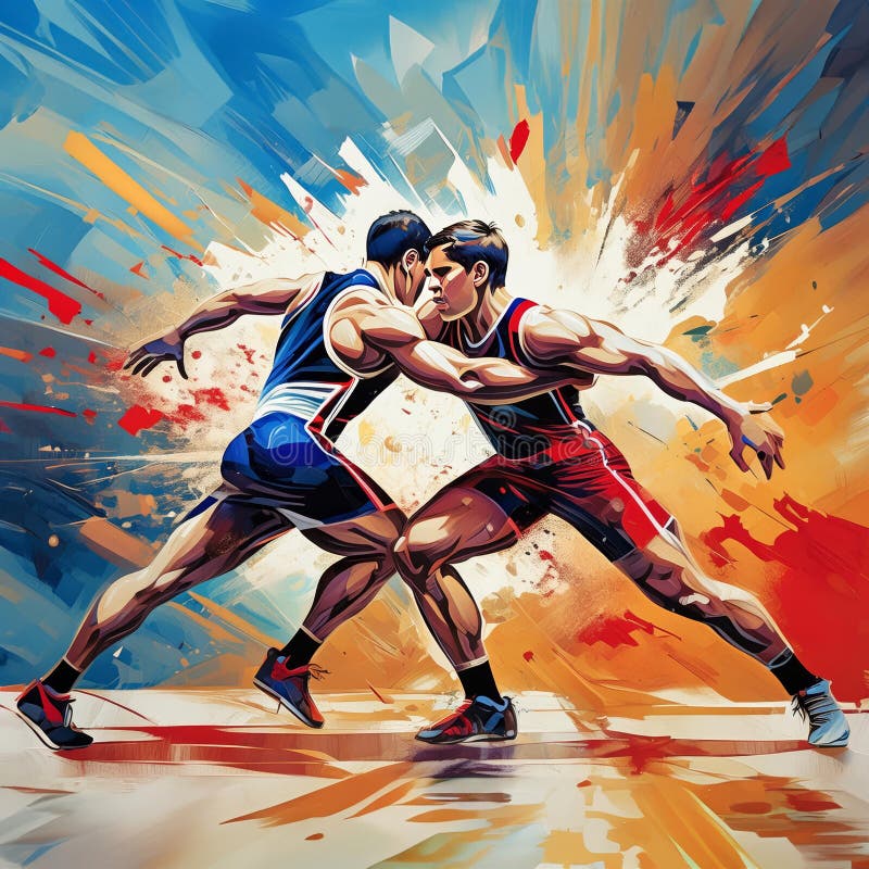Generated Image of an Olympic Wrestling Competition. Stock Illustration ...