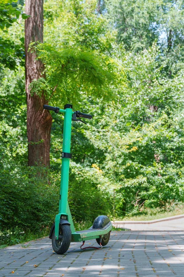 One Electric Scooter in the Park on a Path Against a Background of ...