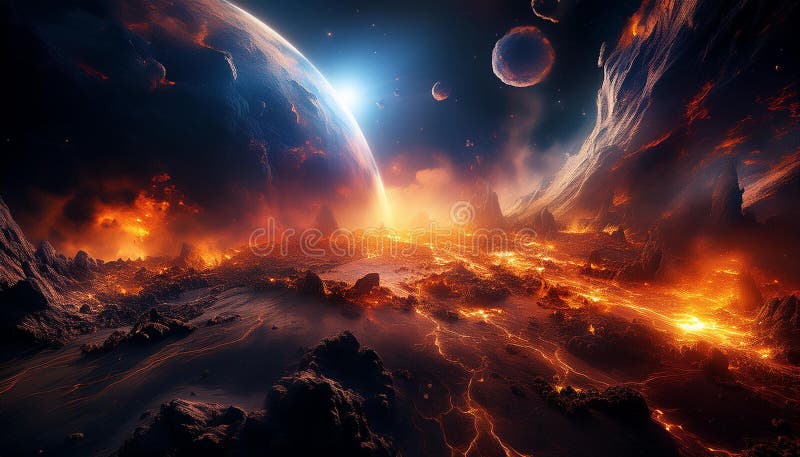 Cosmic Armageddon and Planet Destruction. Dark Dramatic Scene, Space ...