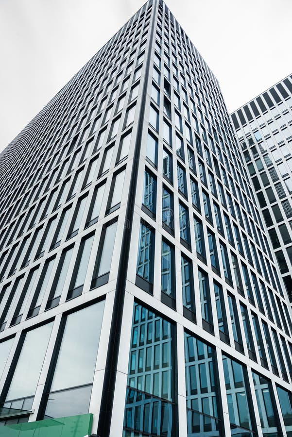 Perspective Angle View To Modern Glass Building Skyscrapers. Glass ...