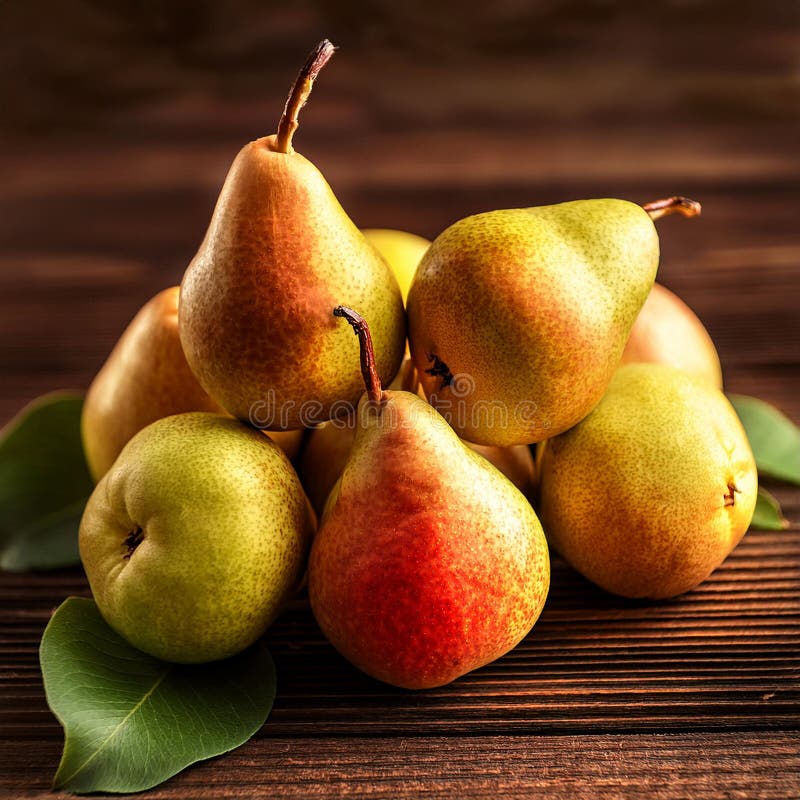Pile of Pears on Dark Wooden Background Stock Illustration ...
