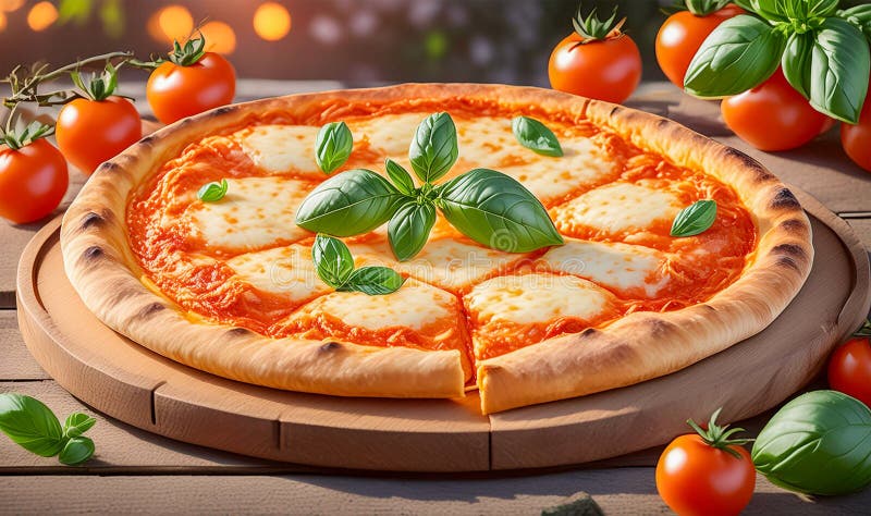 Italian Classic Pizza Margherita. Pizza Dinner Stock Image - Image of ...