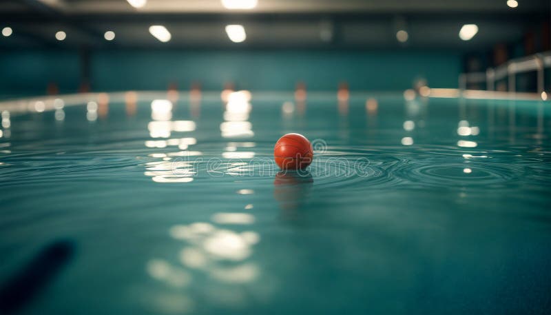 Pool Water. Swimming Pool. the Ball Floats in the Water Stock ...