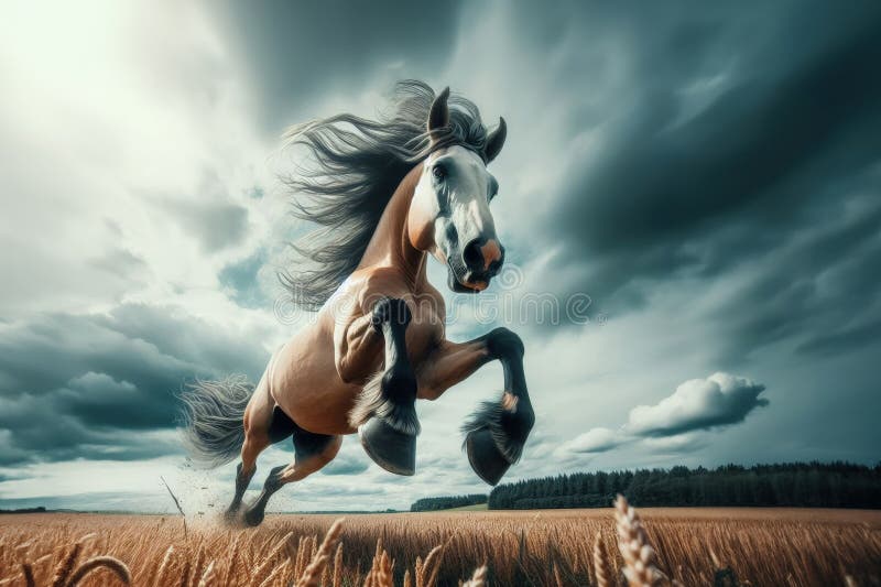 Prancing Mare with Raised Front Hooves. Stock Illustration ...