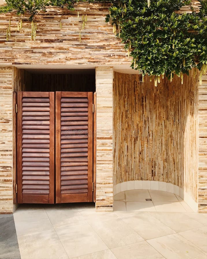 Changing Room and Shower at the Beach. Stock Image - Image of design ...