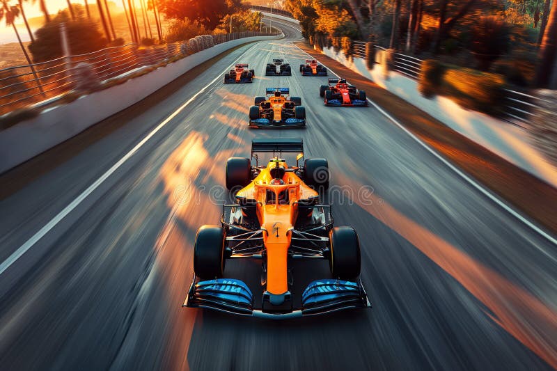 Racing Cars are Driving on Track in Formula One Race Stock Photo ...