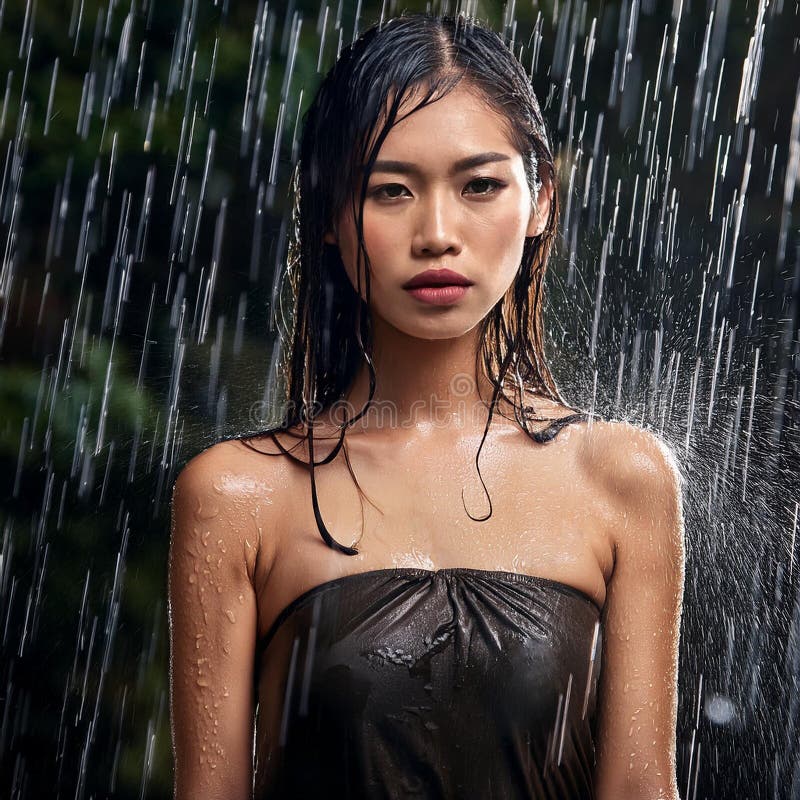 Raining on woman stock illustration. Illustration of generated - 348182418