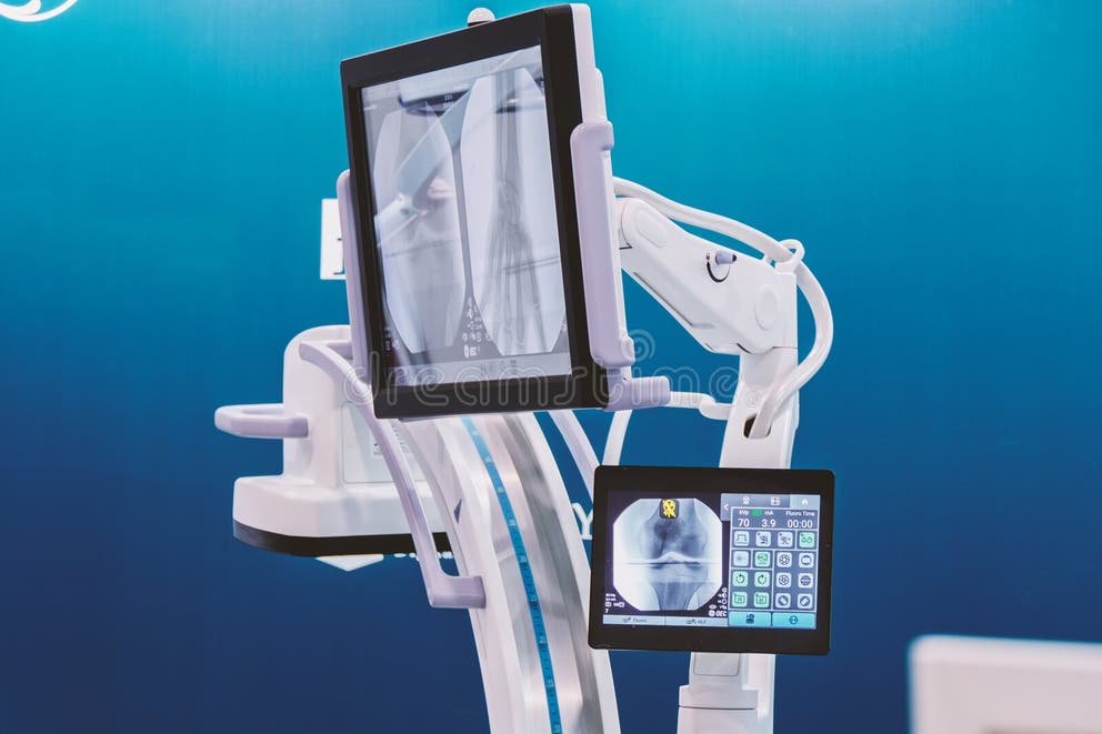 X-ray Equipment C-arm with Flat Panel Detector and Monitor Stock Photo ...