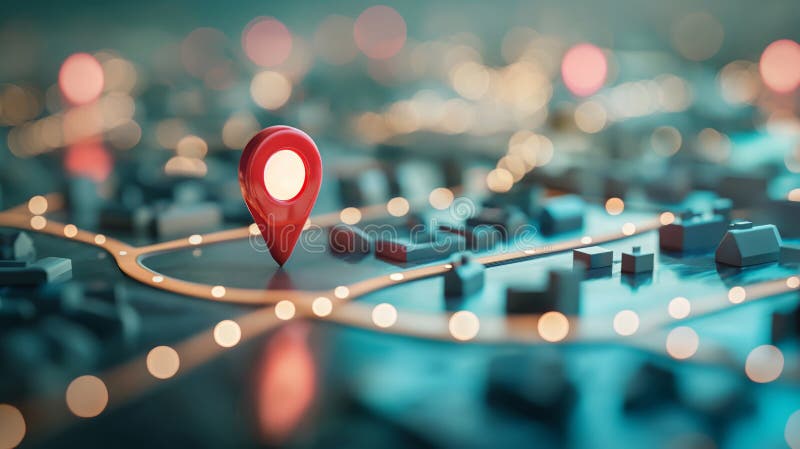 3d Map Red Location Marker Modern Digital Navigation Concept Stock ...