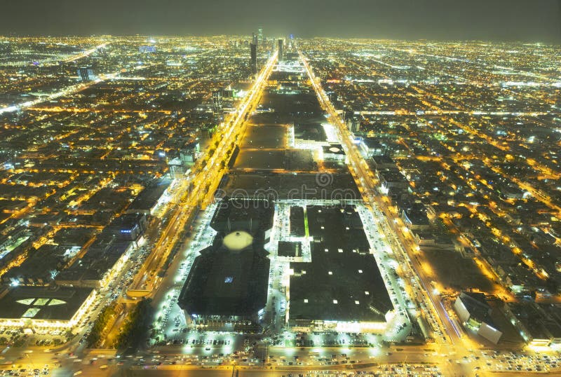 Riyadh City Night Skyline View from the Top of Kingdom Tower, Skybridge ...
