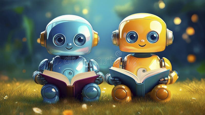 Generated Image Robotic Learning: Two Little Robots Reading Together ...