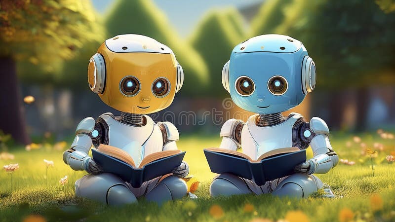 Generated Image Robotic Learning: Two Little Robots Reading Together ...