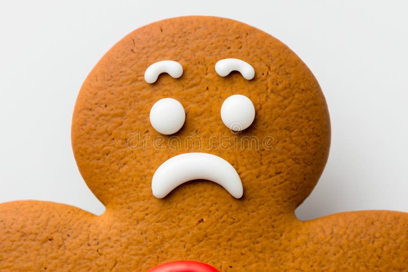 Sad Gingerbread Man Cookie Close-up Stock Image - Image of gingerbread ...