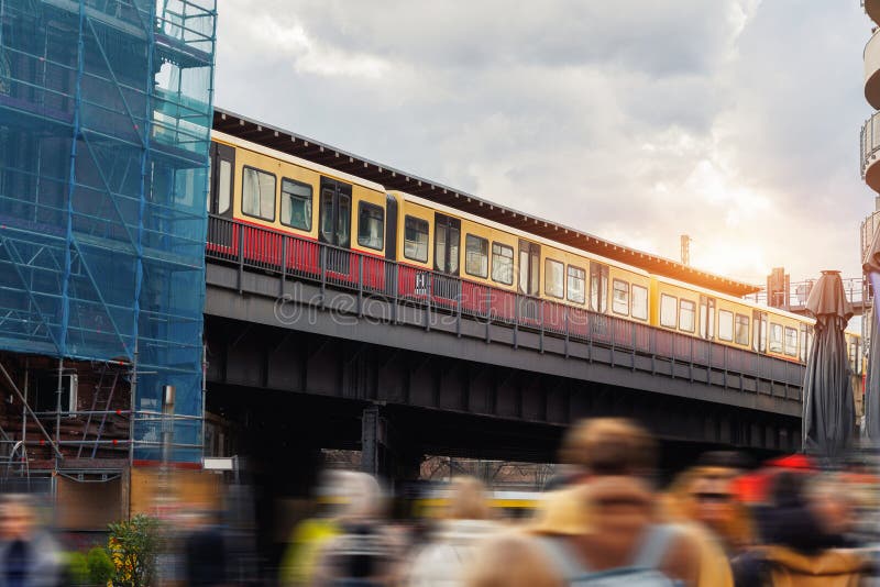 Scenic Evening View S-bahn Subway Train Bridge in Berlin Mitte Central ...