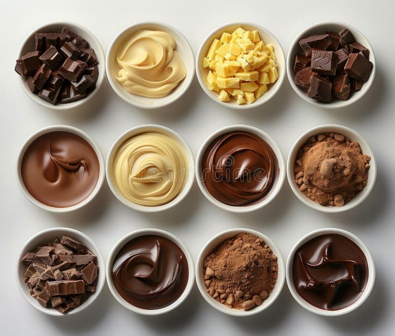 Set Liquid Chocolate Items are Presented on Light Background ...