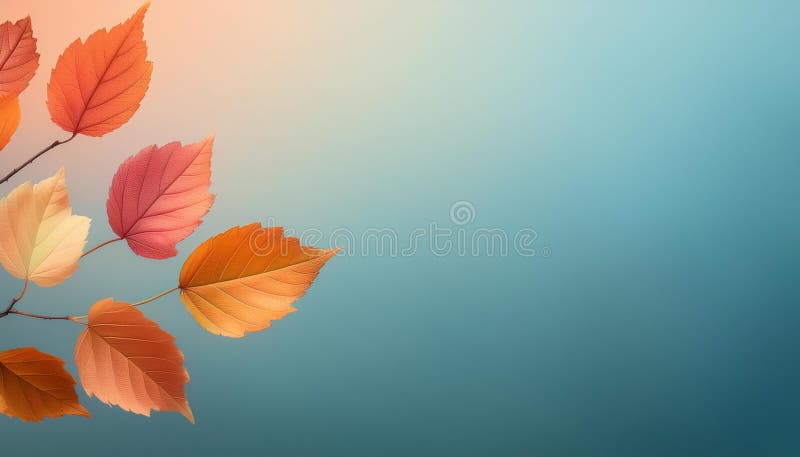 Simple Autumn Minimalist Background Scene with Autumn Leaves on a ...