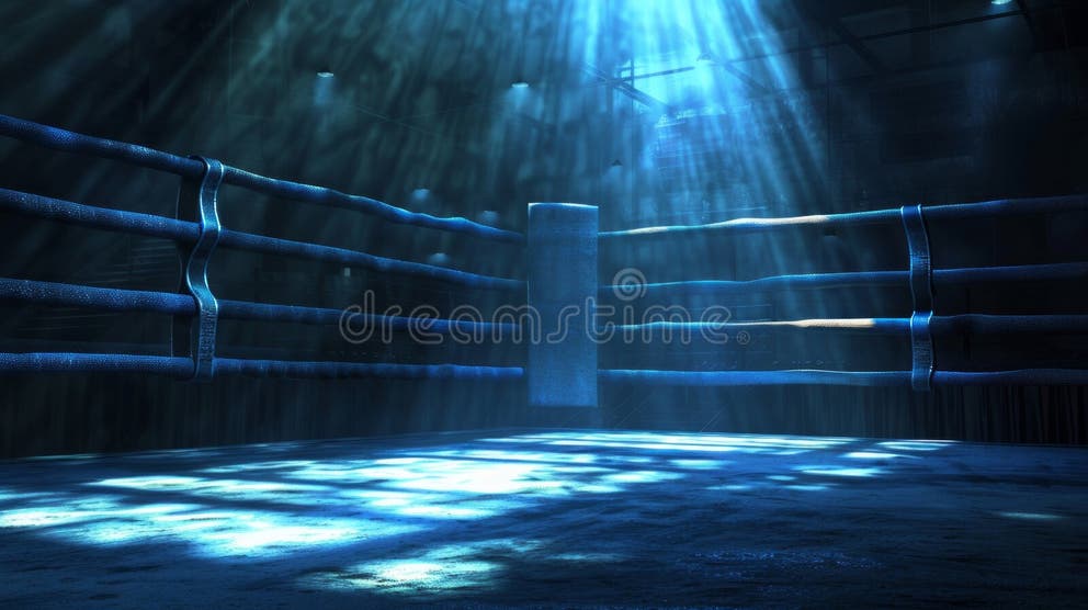 Single Spotlight Illuminates an Empty Boxing Ring, Casting Dramatic ...