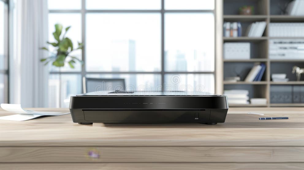 Sleek Contemporary Scanner on Office Desk with Wireless Capability in ...