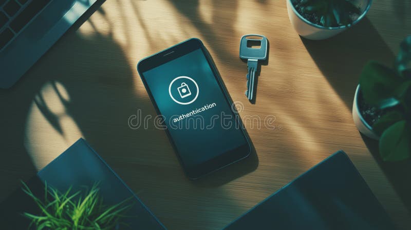 Everyday Cybersecurity Practices with Smartphone, Key Icon, and Two ...