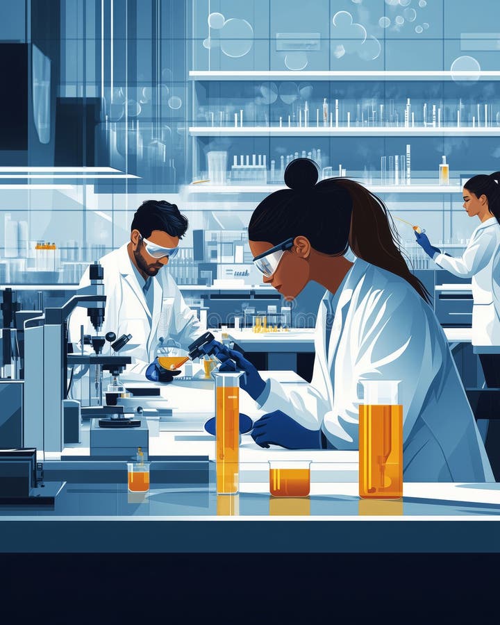 Diverse Scientists Collaborating Modern Research Laboratory Environment ...