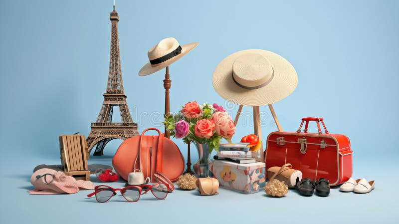 A Still Life with Travel Essentials and a Miniature Eiffel Tower ...