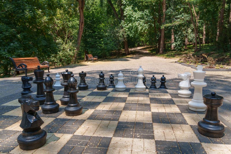 Street Chess in the City Park in the Summer Season Stock Image - Image ...