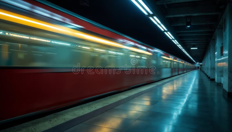 Subway, Metro Station, Train Blurred in Motion. Stock Illustration ...