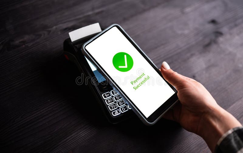 Successfully Payment Process on a Screen of Smartphone Stock Image ...
