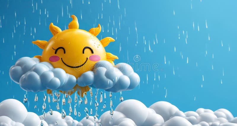 The Sun is in the Clouds and it is Raining. Stock Illustration ...
