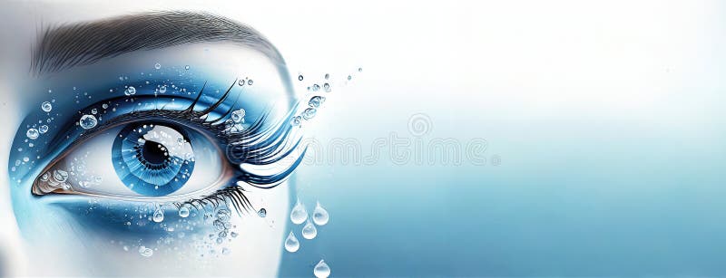 A Surreal Image of a Blue Eye with Water Droplets, Blending Human and ...