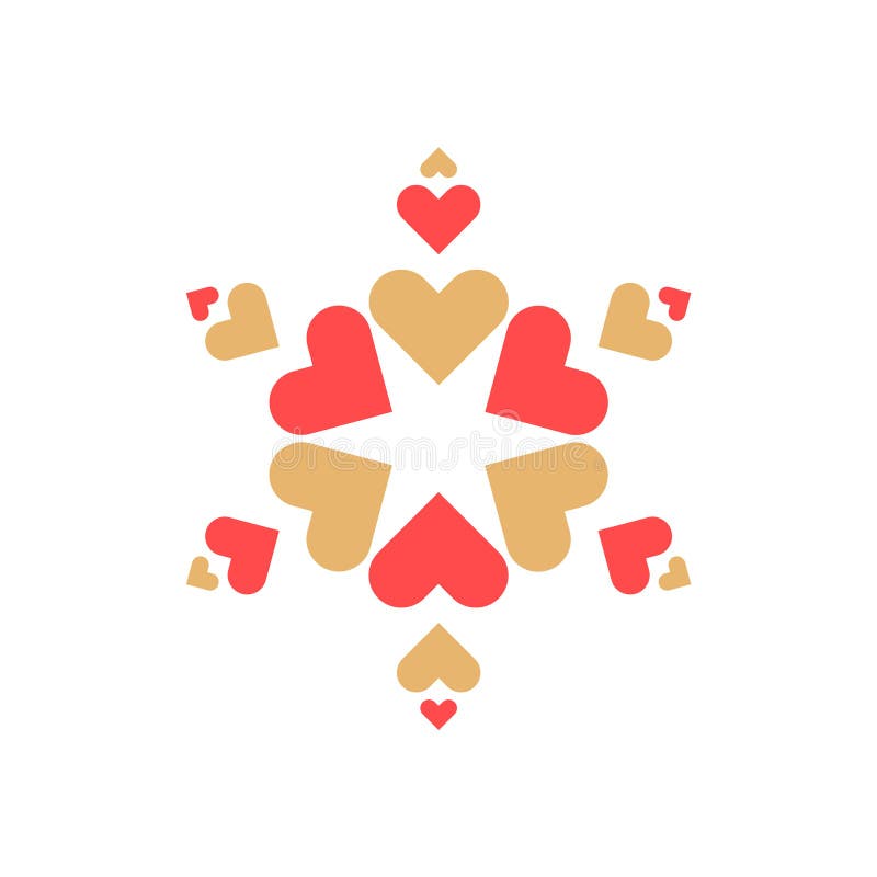 Symmetrical Heart Pattern in Red and Gold Stock Vector - Illustration ...