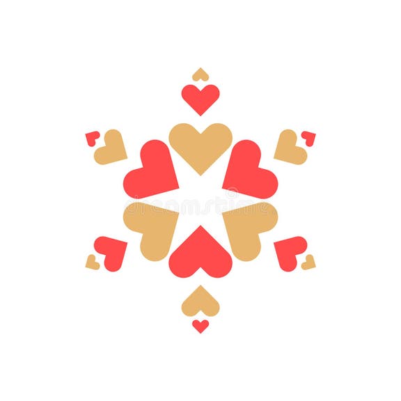 Symmetrical Heart Pattern in Red and Gold Stock Vector - Illustration ...