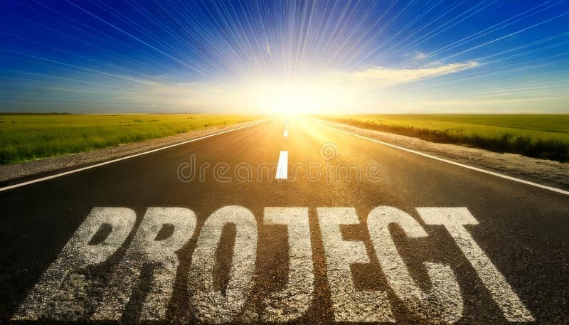 Text and Project Message on the Road Stock Illustration - Illustration ...