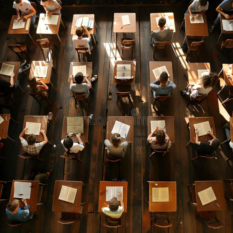 Top View of Classroom with Desks. Stock Illustration - Illustration of ...