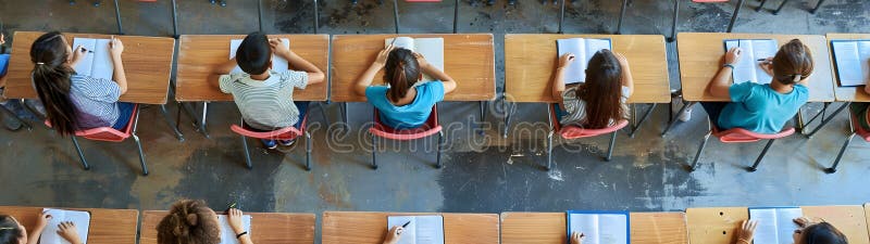 Top View of Classroom with Desks. Stock Illustration - Illustration of ...