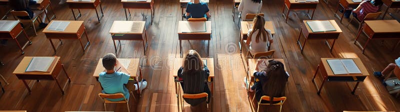 Top View of Classroom with Desks. Stock Illustration - Illustration of ...