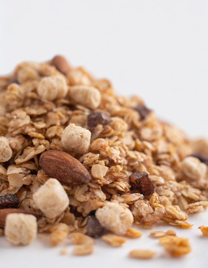 Top View Granola Pile Isolated on White Background, Muesli Texture ...