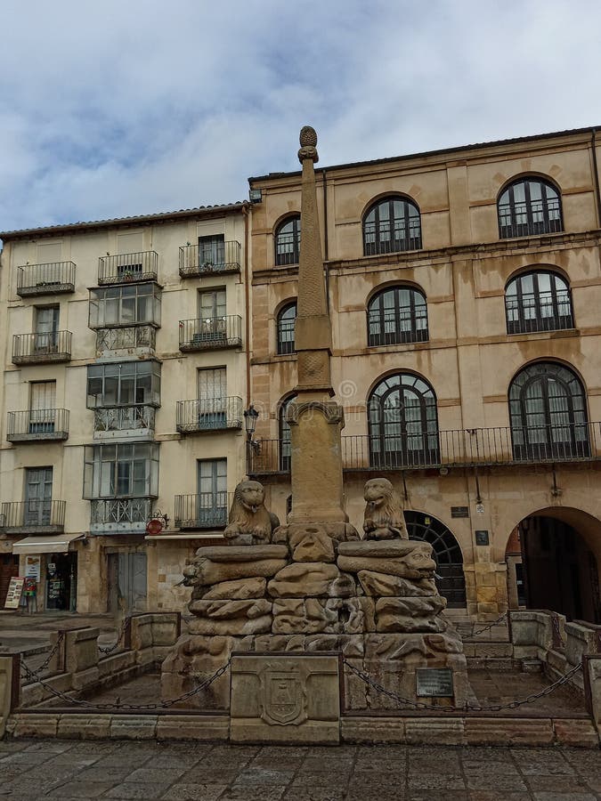 Soria S Historic Main Square with a Stone Fountain and Arcades ...