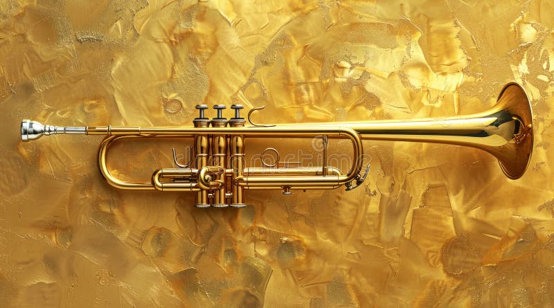 Realistic Golden Trumpet on Modern Gold Background. Classical Music ...