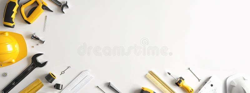 Various Construction Tools on a White Background. Concept of Building ...