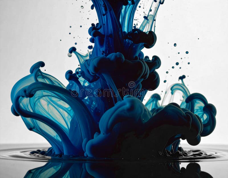 Generated Image Vibrant Blue Syrup Poured into Clear Water Stock ...