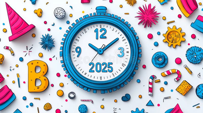 A Vibrant Cartoon Countdown Clock Marks Midnight Playfully ...
