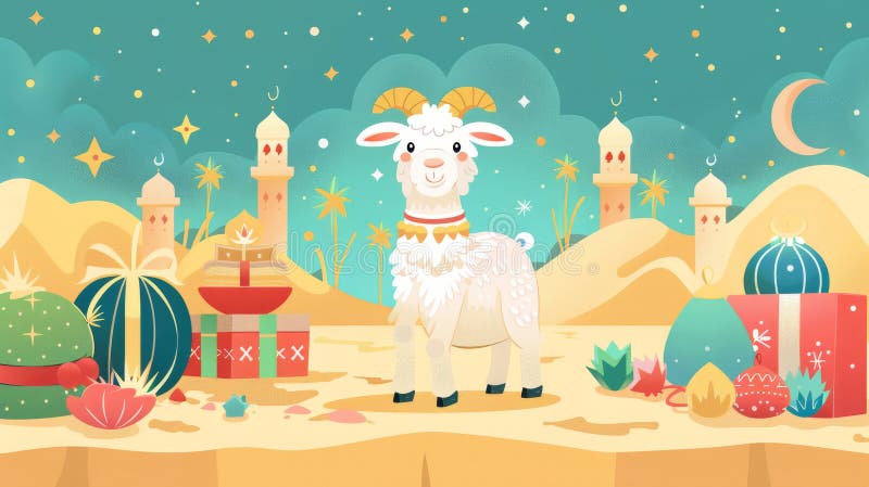 Vibrant Mythical Goat among Celestial Elements Stock Photo - Image of ...