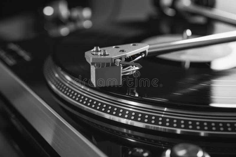 Vintage Turntable Ready for the Spin Close Up Stock Illustration ...