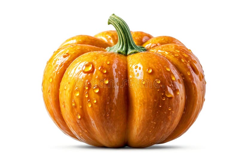 Wet Pumpkin. Pumpkin in Splashes of Water Isolated on White Stock ...