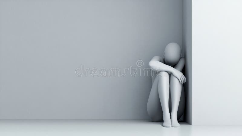 A White Figure Sitting Against a Wall with Its Back To the Viewer, AI ...
