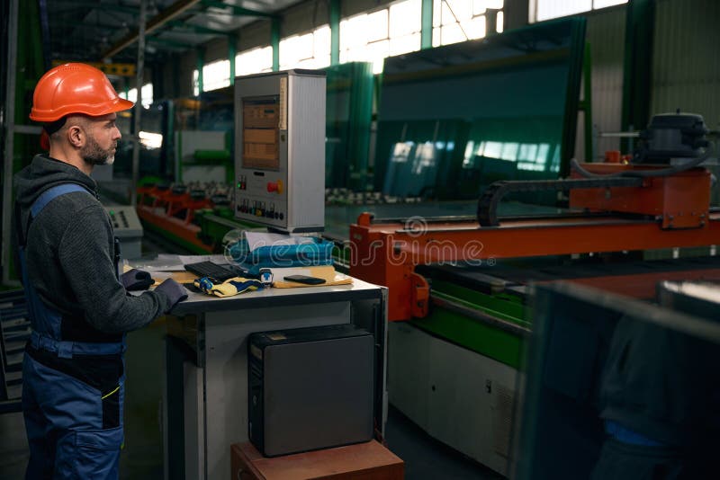 Window Production Employee in the Workshop at the Workplace Stock Photo ...