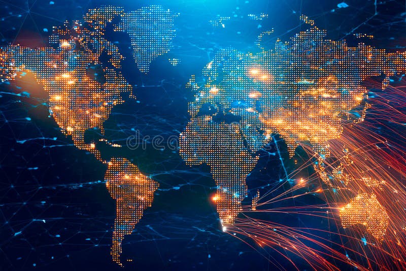 World Map Showing International Connections Stock Illustration ...