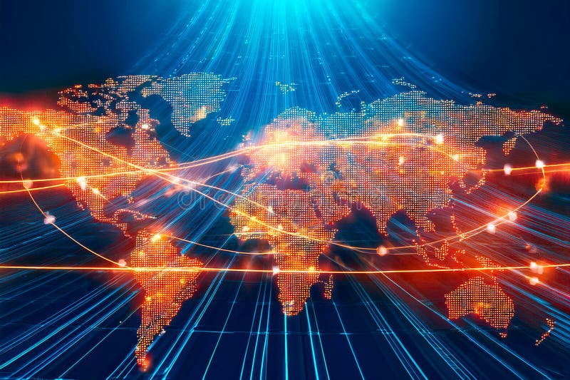World Map Showing International Connections Stock Illustration ...