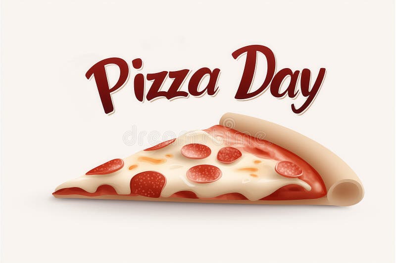 World Pizza Day Banner. One Slice and Text Isolated on White Background ...